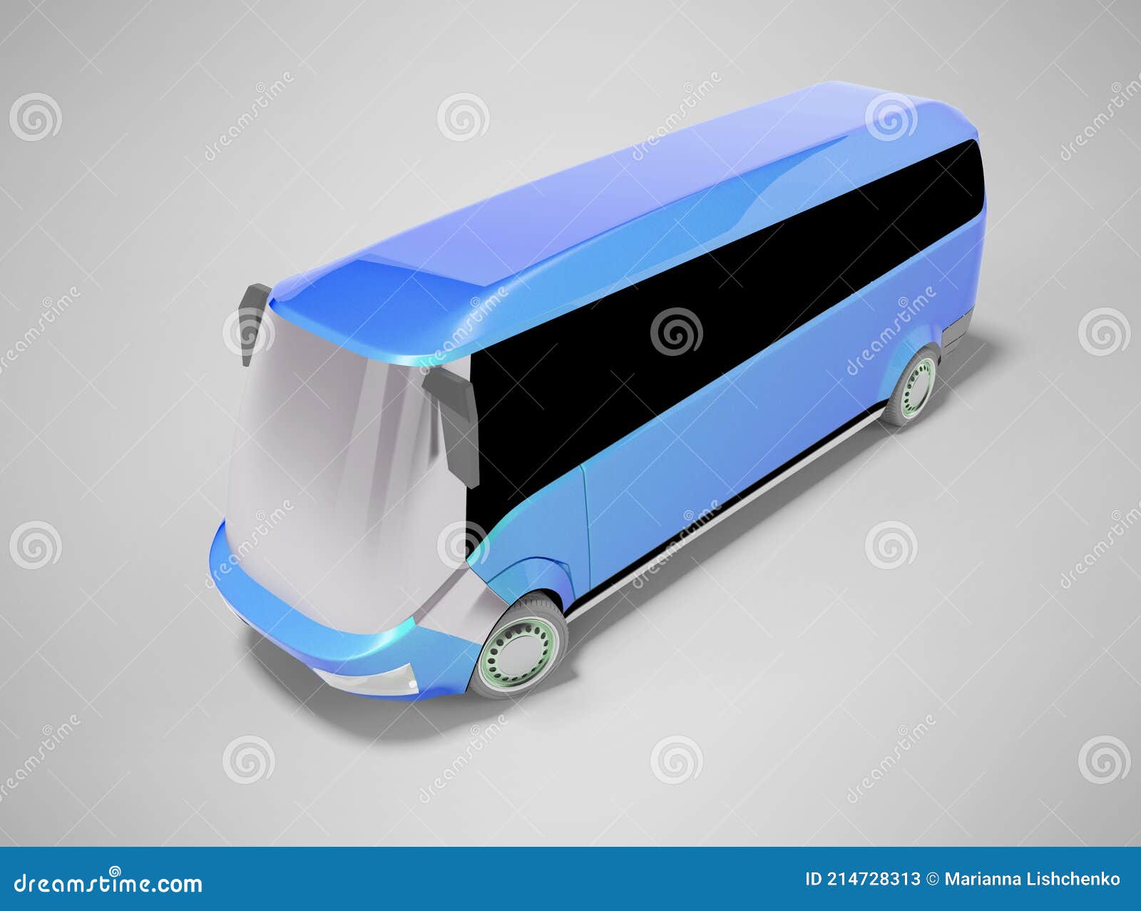 3d Rendering of Blue Electric Bus on Gray Background with Shadow Stock ...