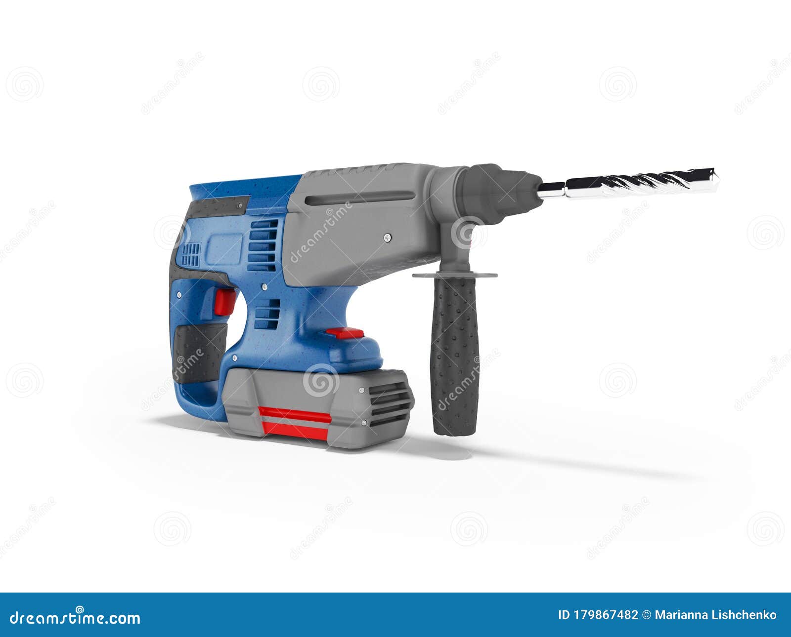 3d Rendering of Blue Electric Drill with Gray Accents Isolated on White ...