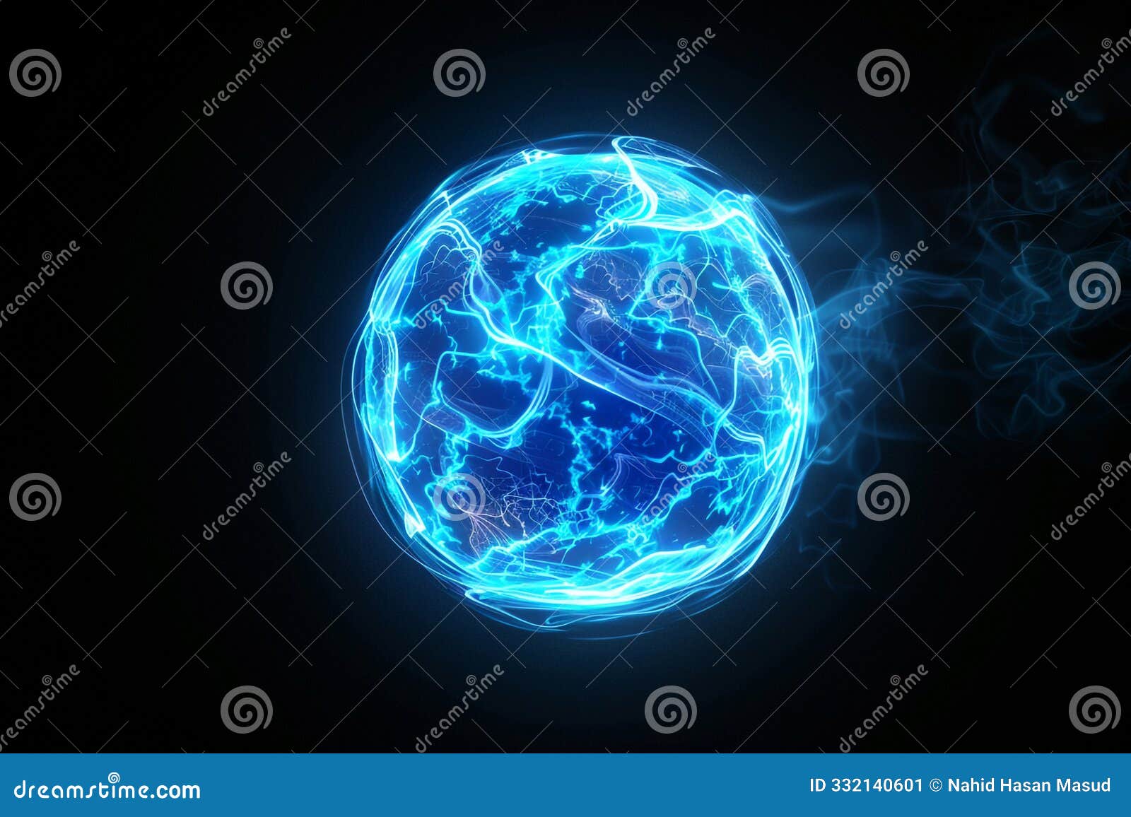 3D Rendering of a Blue Electric Sphere Plasma Ball Stock Illustration ...