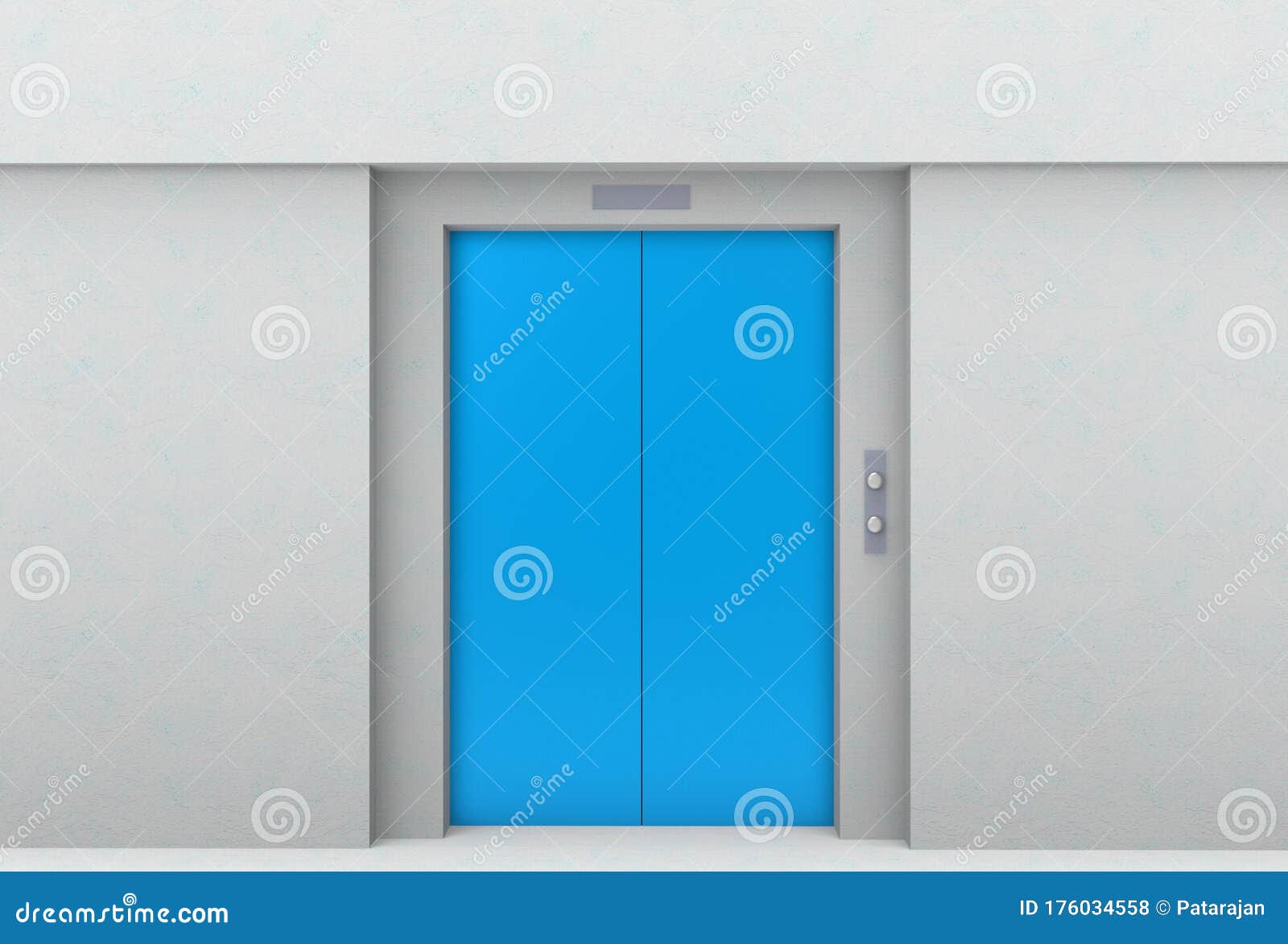 3d Rendering. Blue Elevator Door with Gray Cement Wall Background Stock ...