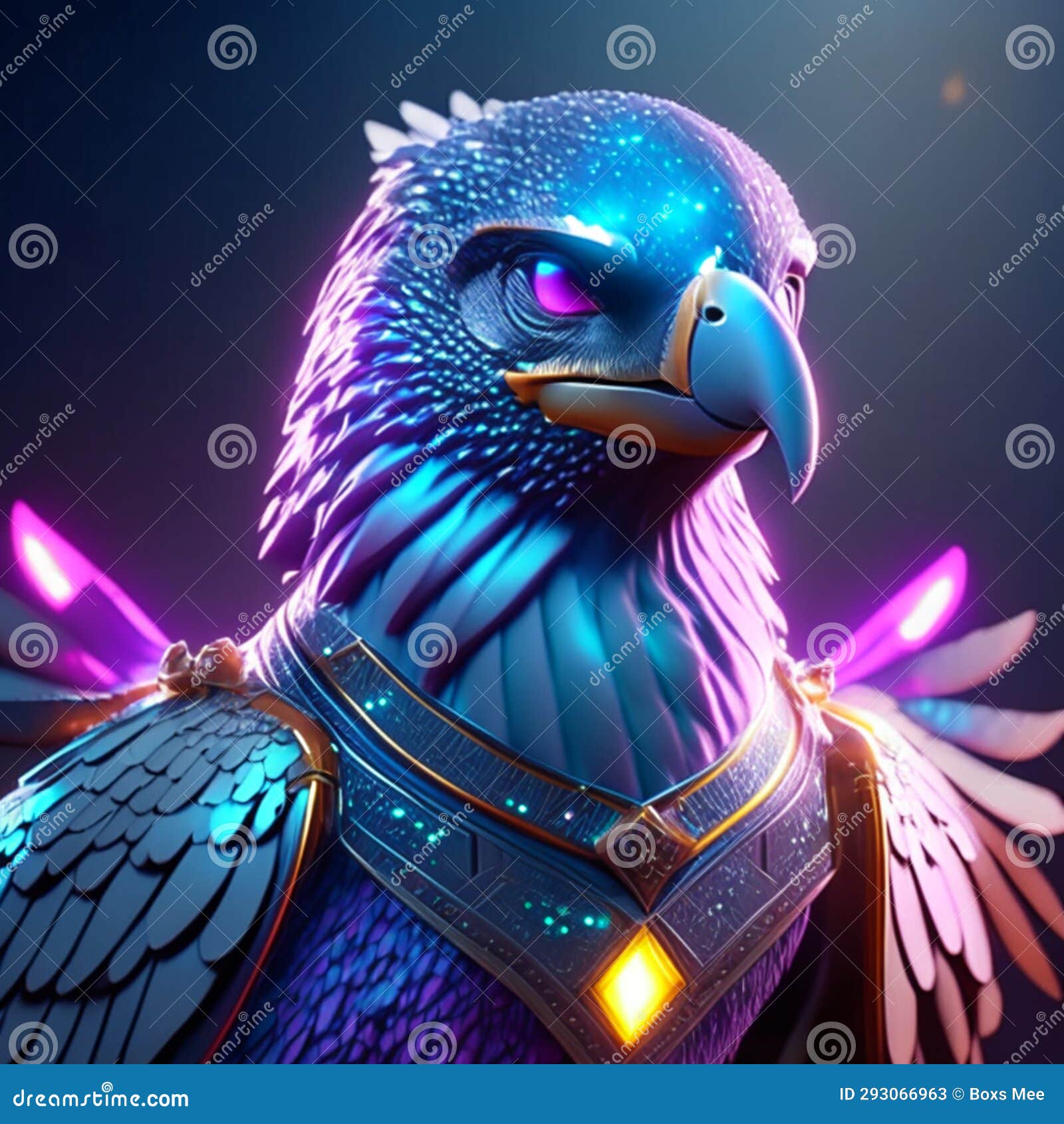 3d Rendering of a Blue Falcon in a Blue Armor on a Dark Background ...