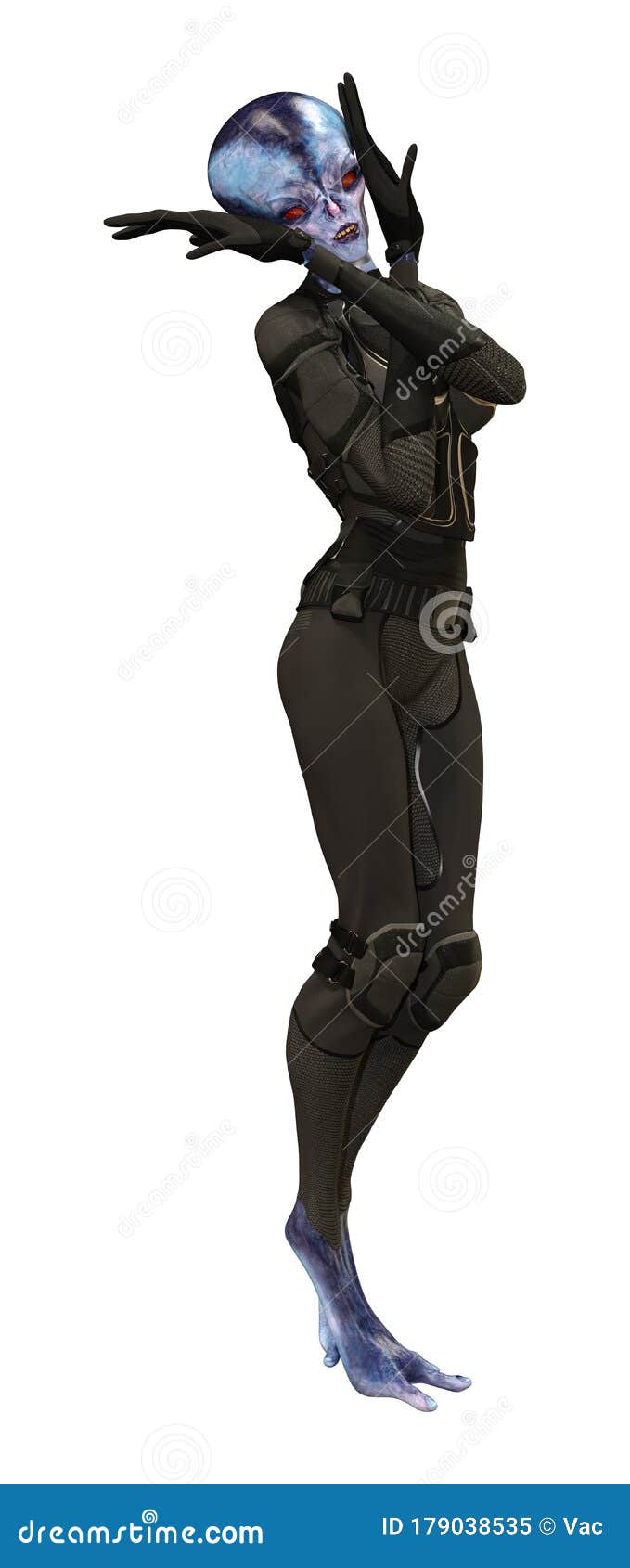 3D Rendering Blue Female Alien on White Stock Illustration ...