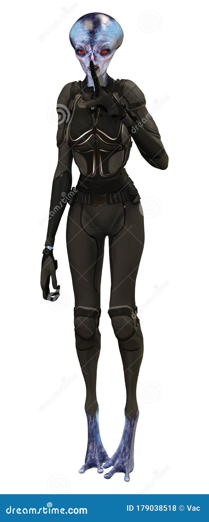 3D Rendering Blue Female Alien on White Stock Illustration ...