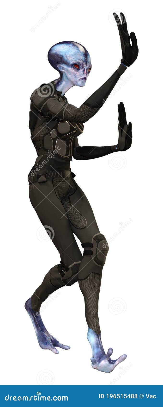 3D Rendering Blue Female Alien on White Stock Illustration ...