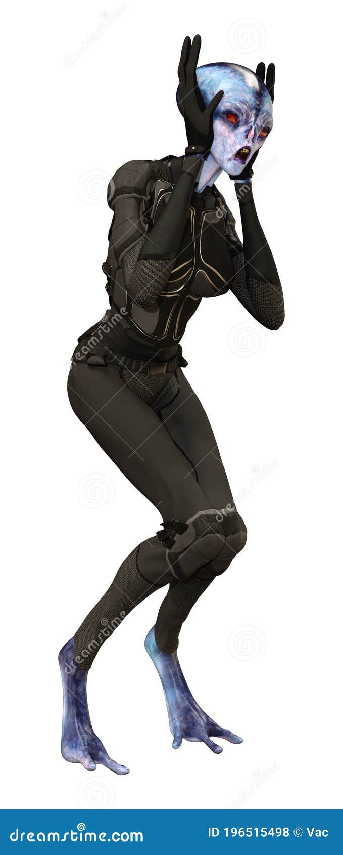 3D Rendering Blue Female Alien on White Stock Illustration ...