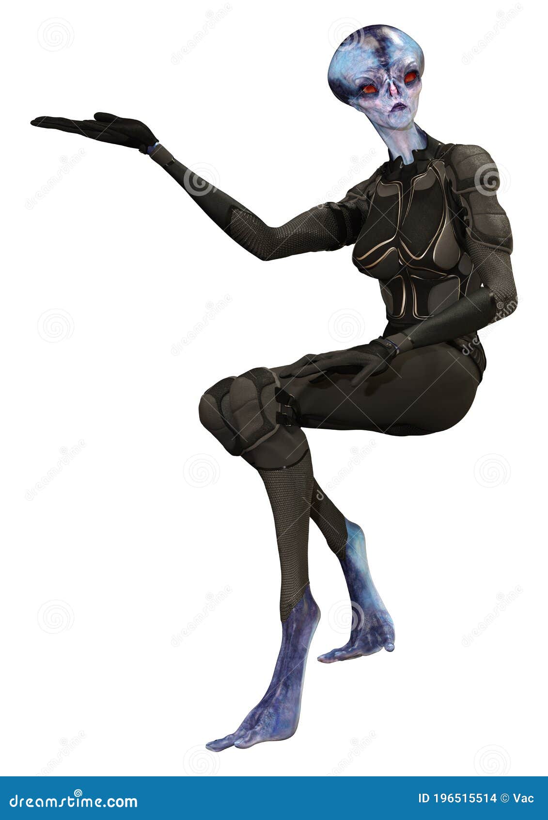 3D Rendering Blue Female Alien on White Stock Illustration ...