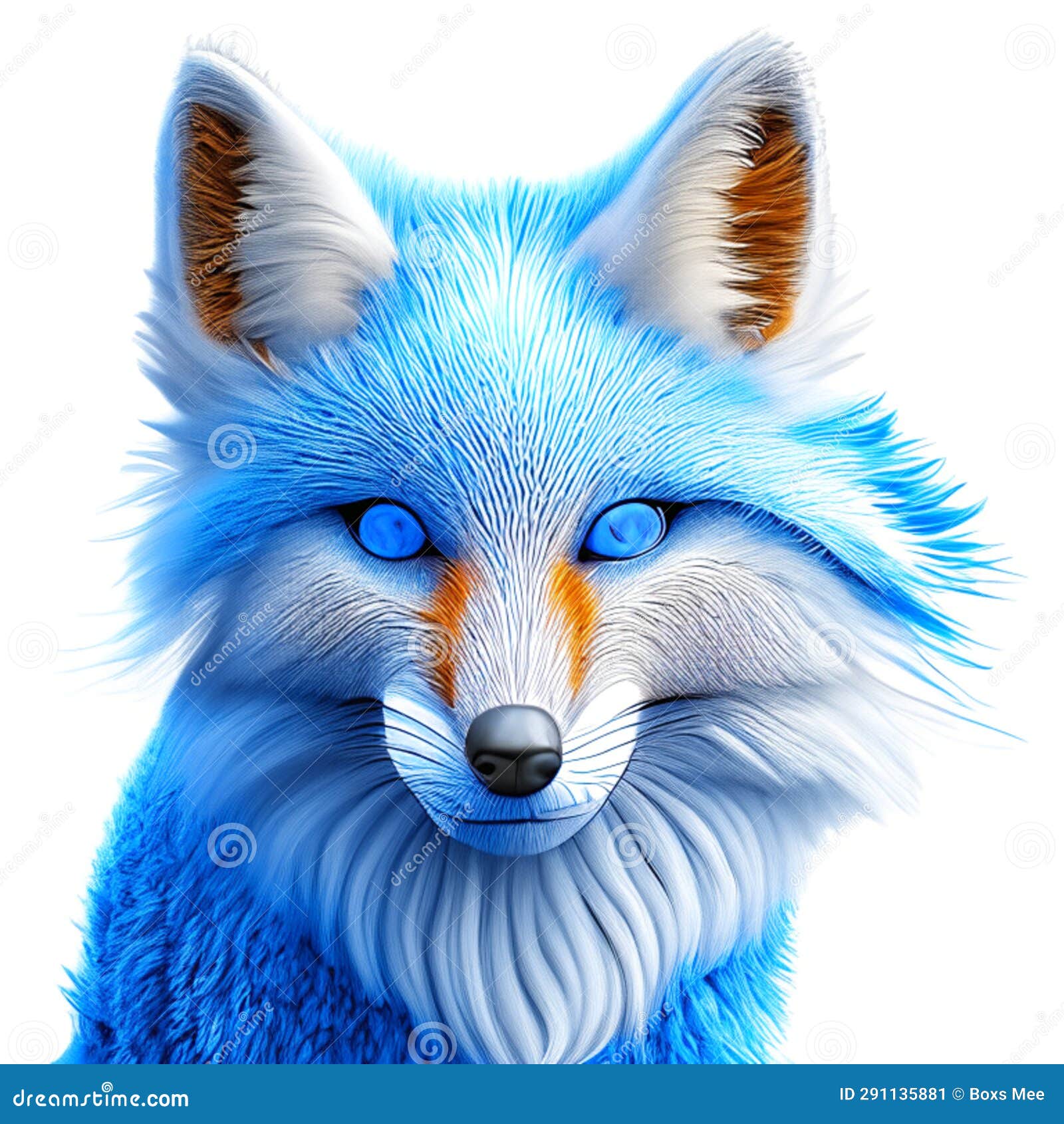 3d Rendering of a Blue Fox with Blue Eyes Isolated on White Background ...