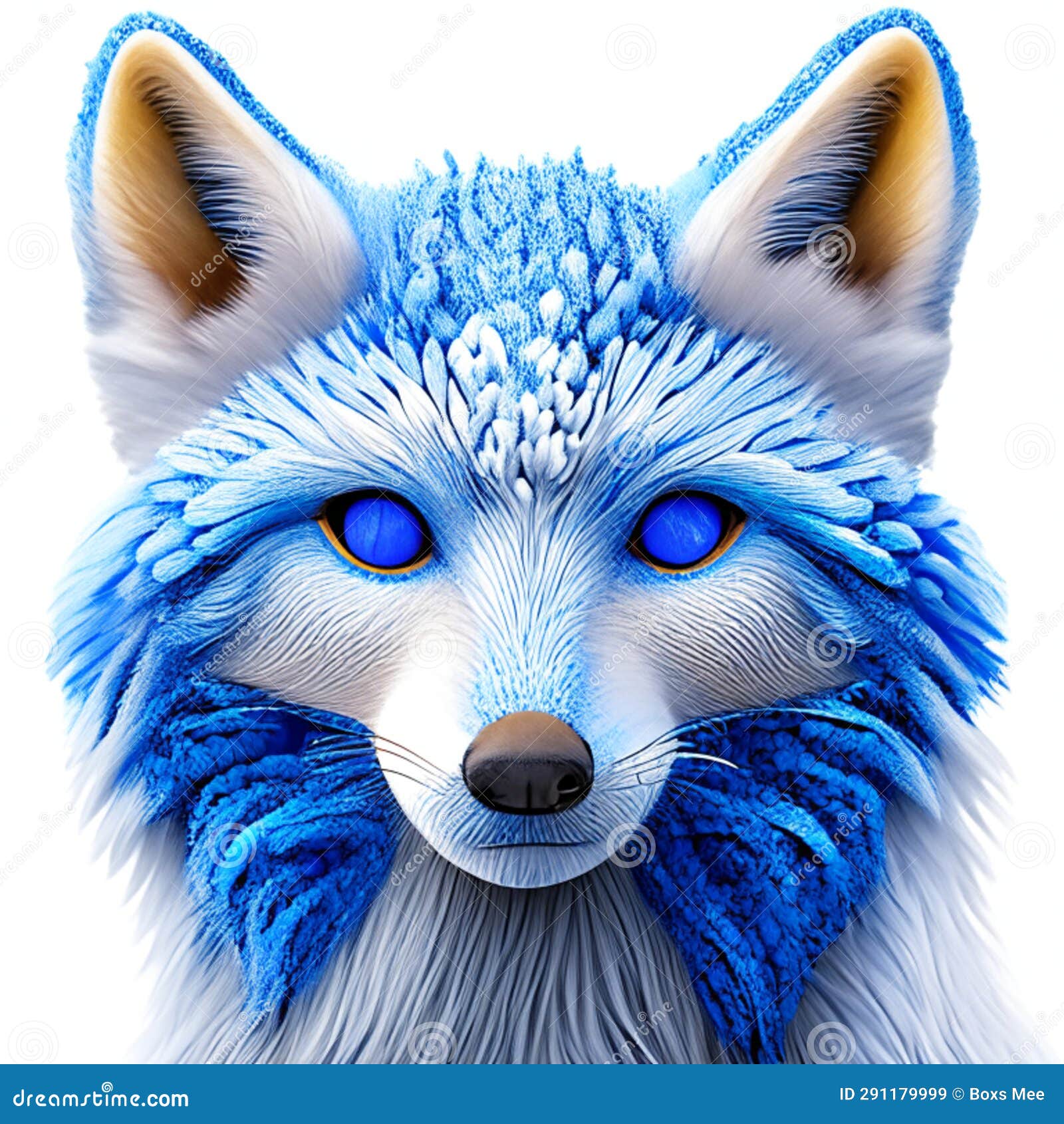 3D Rendering of a Blue Fox with Blue Eyes Isolated on White Background ...