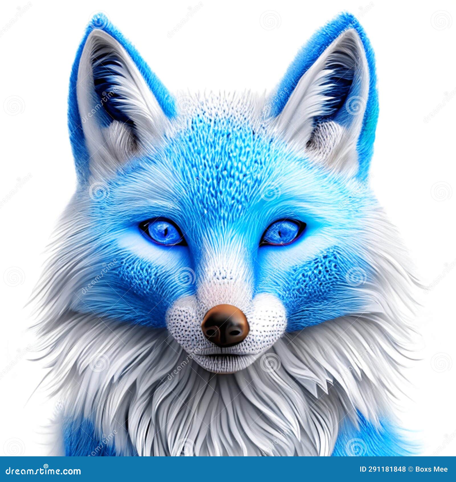 3D Rendering of a Blue Fox with Blue Eyes Isolated on White Background ...