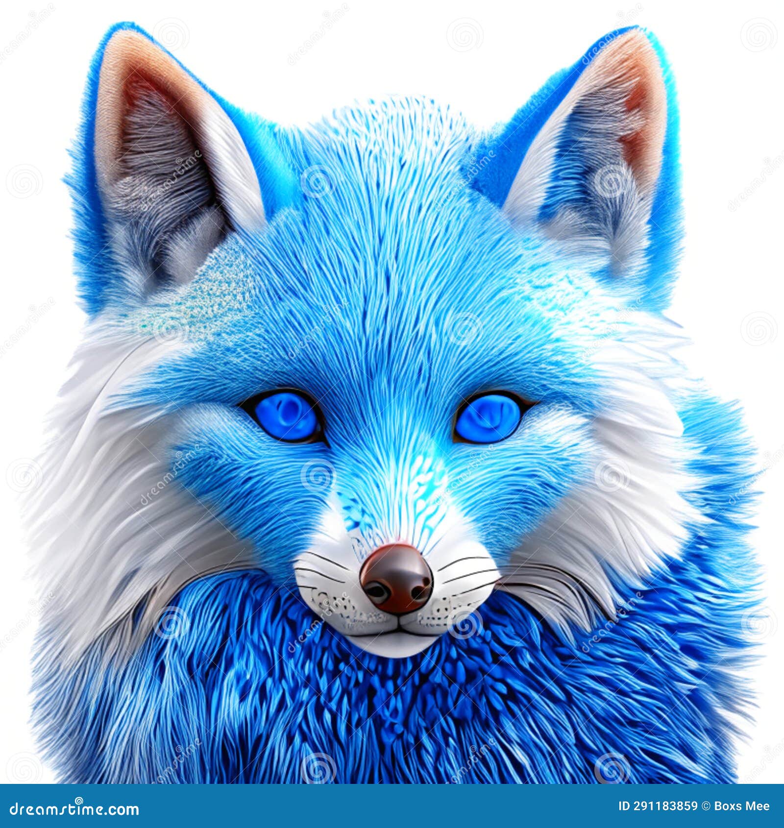 3d Rendering of a Blue Fox with Blue Eyes Isolated on White Background ...