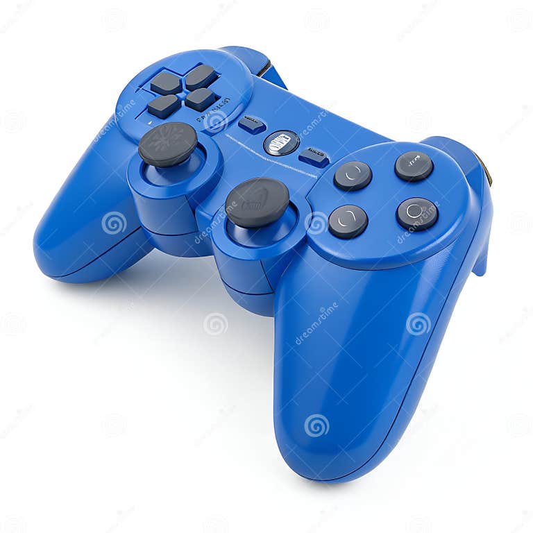 3D Rendering Blue Game Controller Isolated on White Background Stock ...