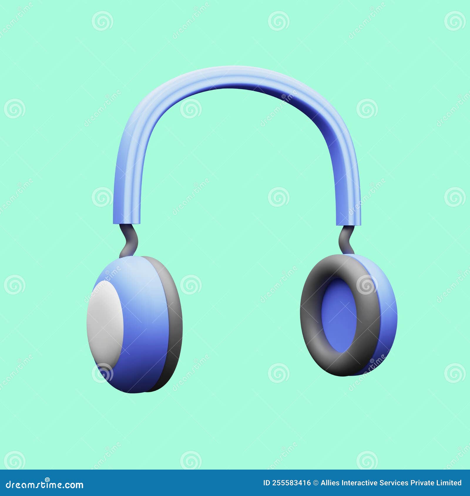Blue Headphone. Minimal Music Concept. Close Up. 3d Rendering Royalty ...