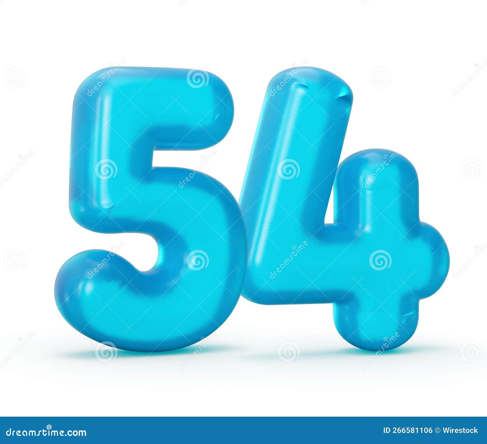 3D Rendering of the Blue Jelly Number 54 Isolated on the Empty White ...