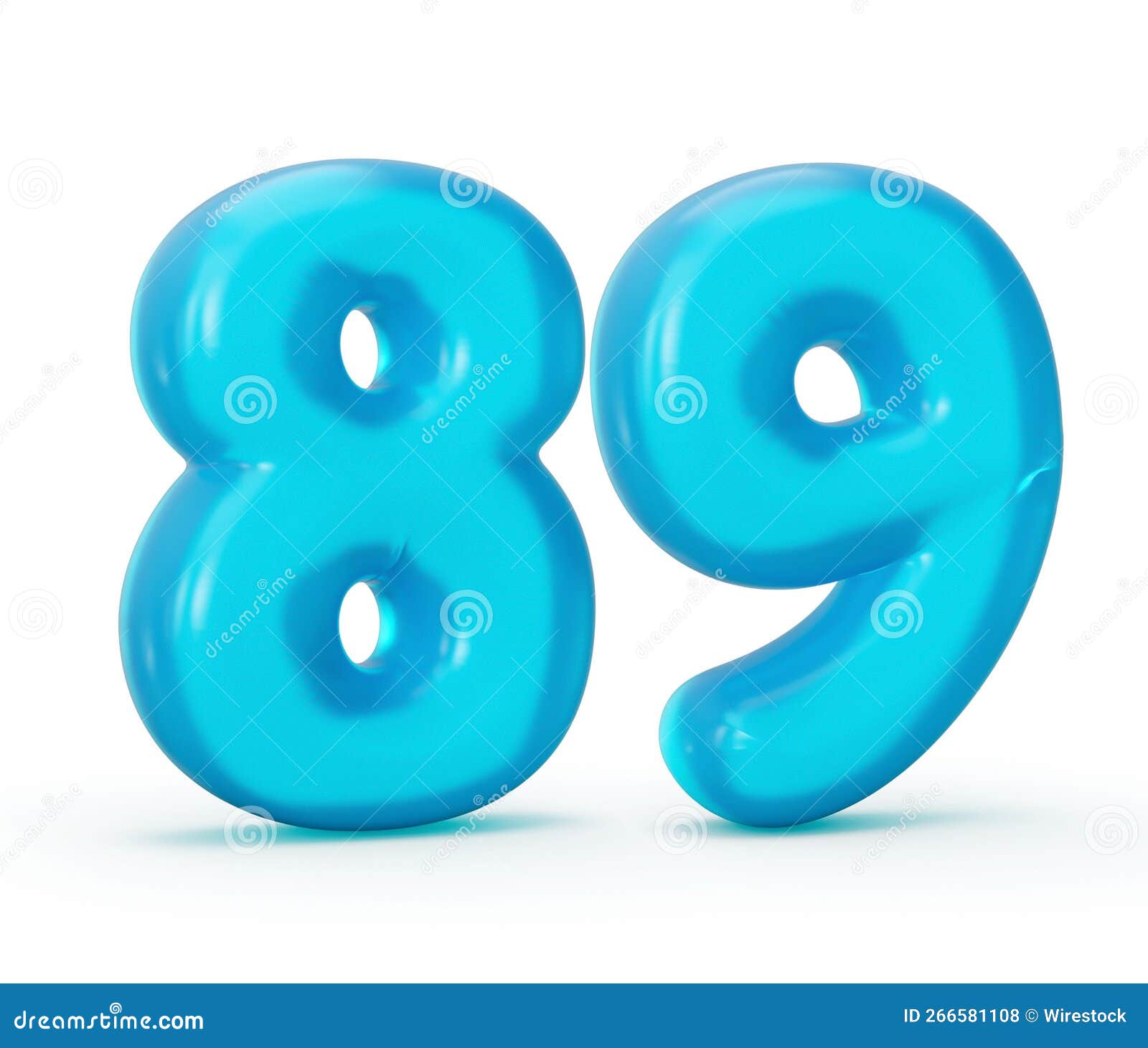 3D Rendering of the Blue Jelly Number 89 Isolated on the Empty White ...