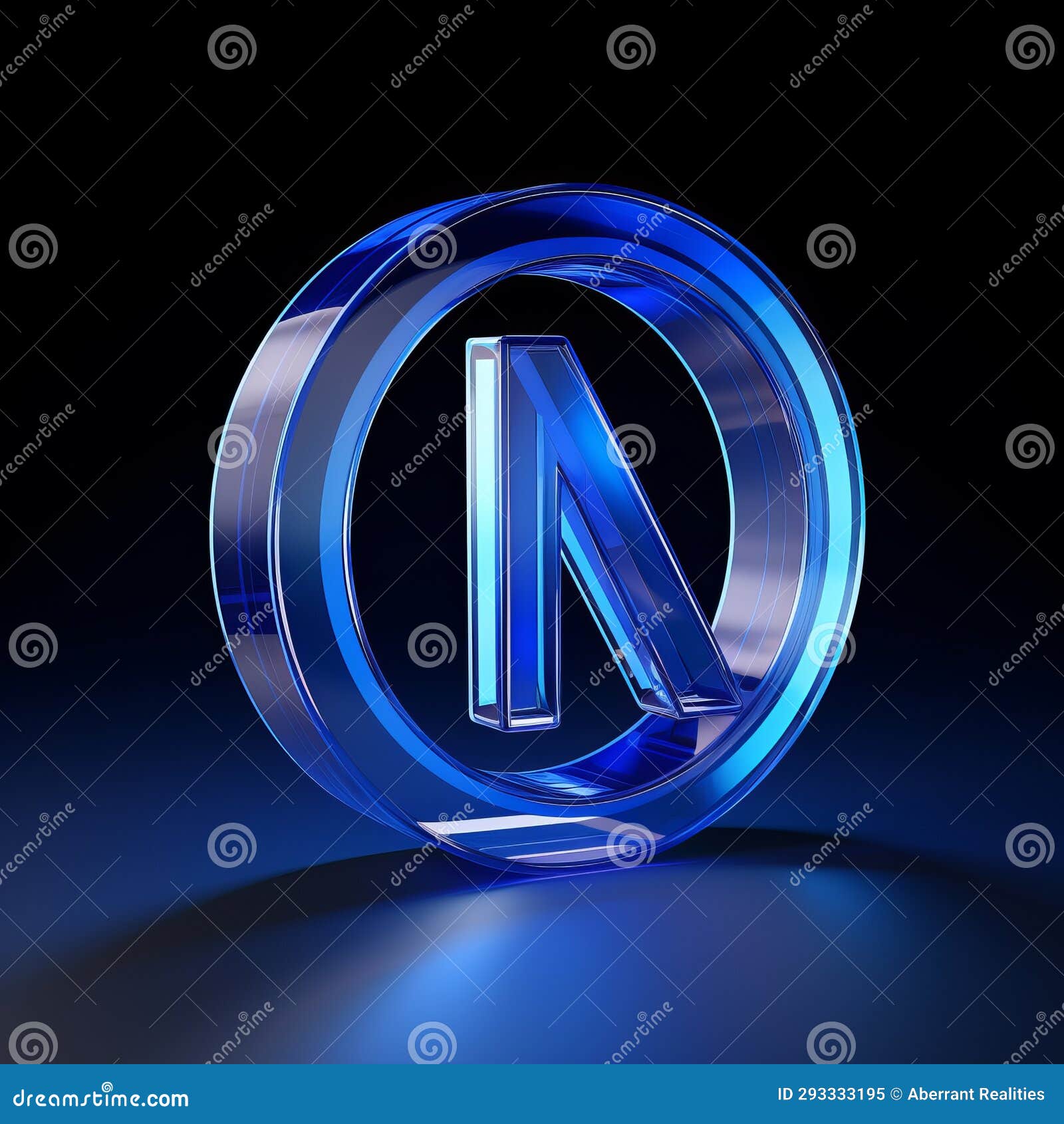 3d Rendering of a Blue Letter N on a Black Background Stock ...
