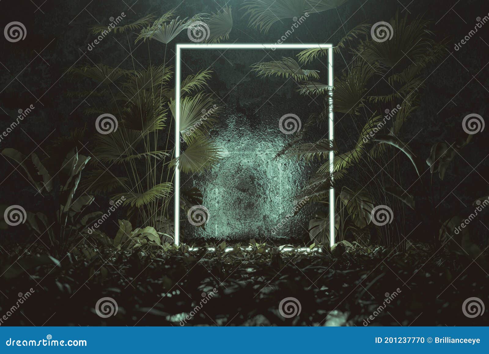 3d Rendering of Blue Lighten Rectangular Square Shape with Light Beam ...