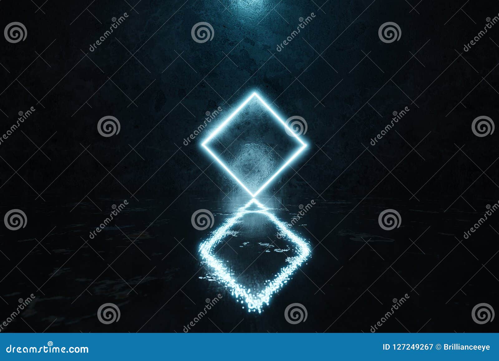 3d Rendering of Blue Lighten Square Shape with Light Spot in Fro Stock ...