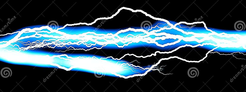 3d Rendering of a Blue Lightning Strike on a Black Background Stock ...