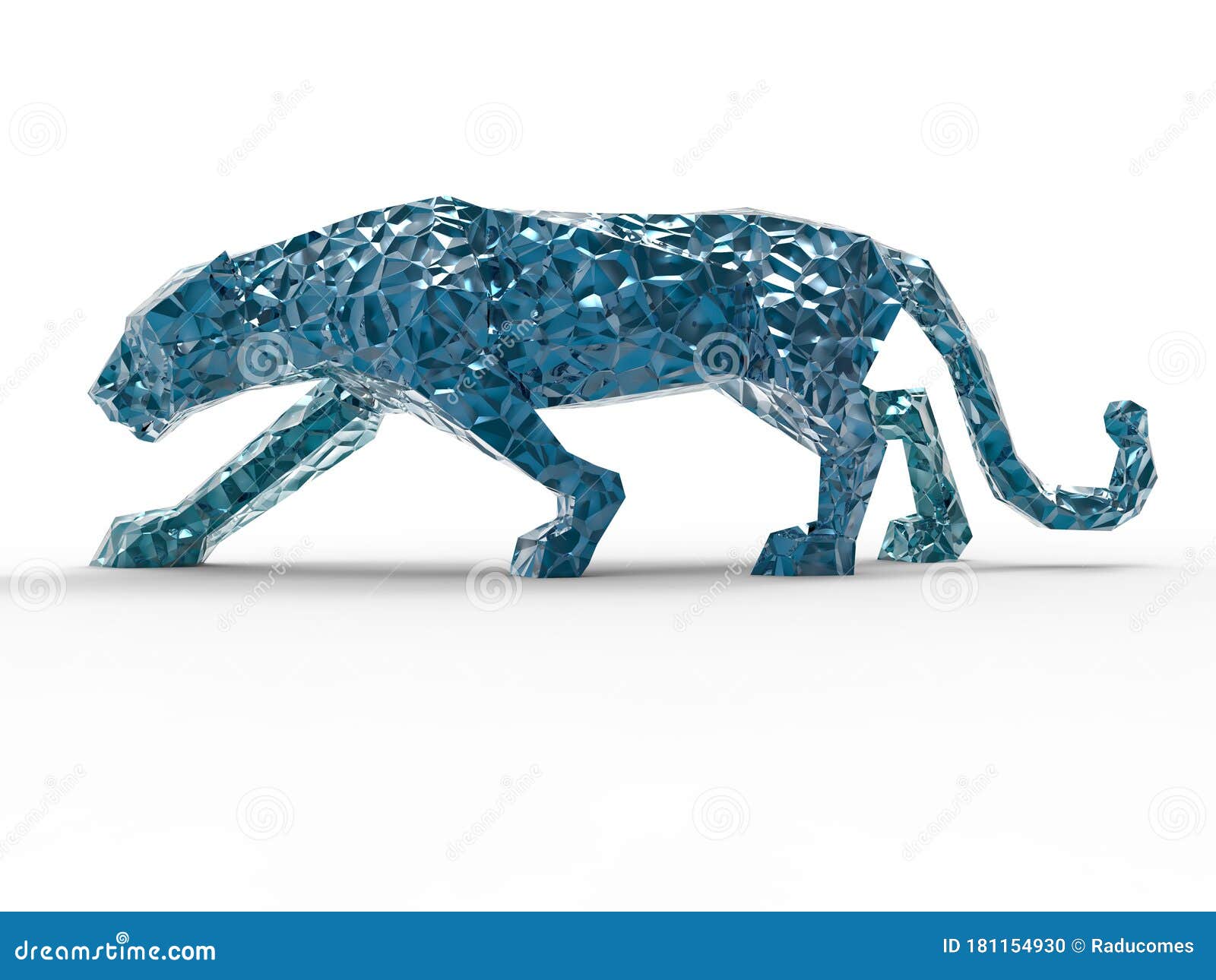 3D Rendering - Blue Low Polygonal Puma Stock Illustration ...