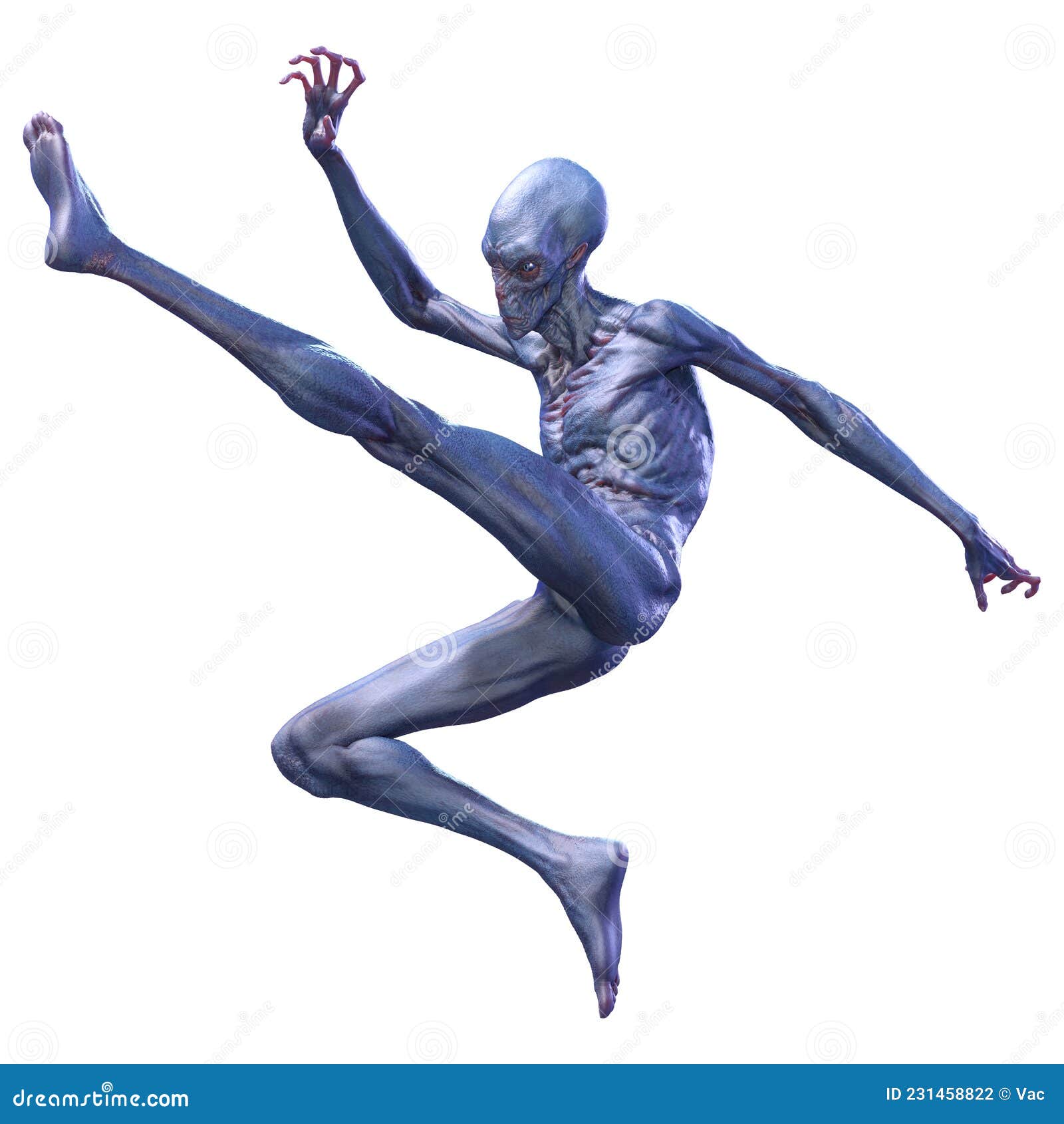 3D Rendering Blue Alien on White Stock Illustration - Illustration of ...