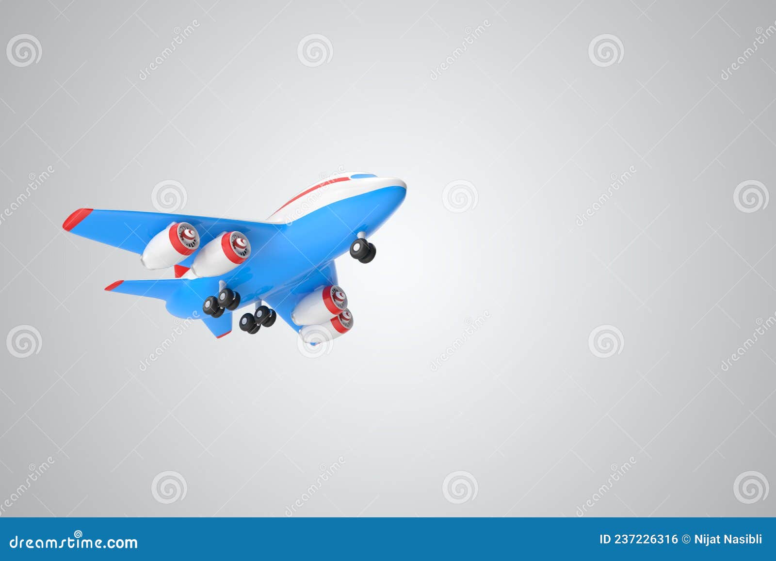 3D Rendering Blue Miniature Flying Plane Toy Stock Illustration ...