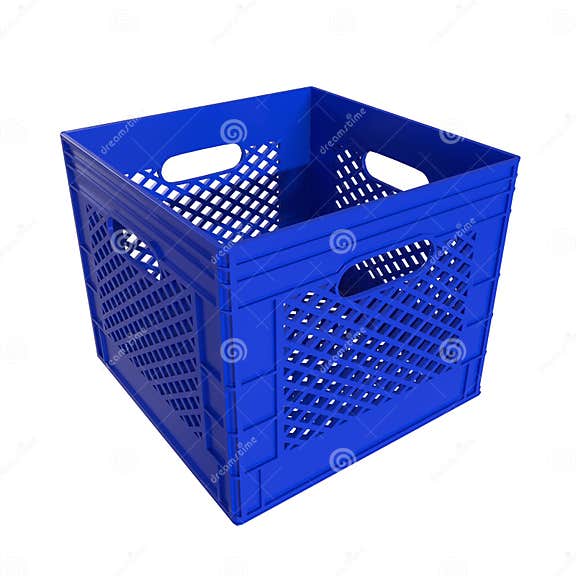 3D Rendering of a Blue Plastic Crate Isolated on White Background Stock ...