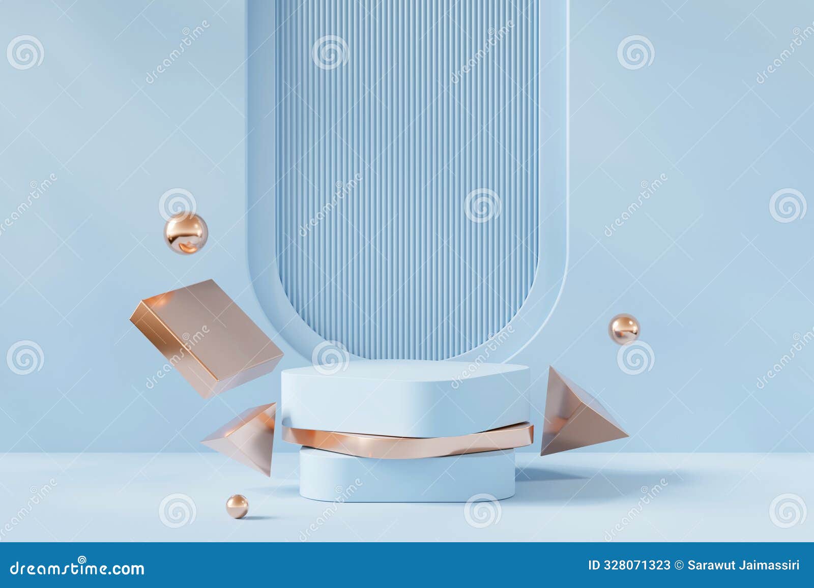 3D Rendering Blue Platform Podium Pedestal for Product Presentation ...