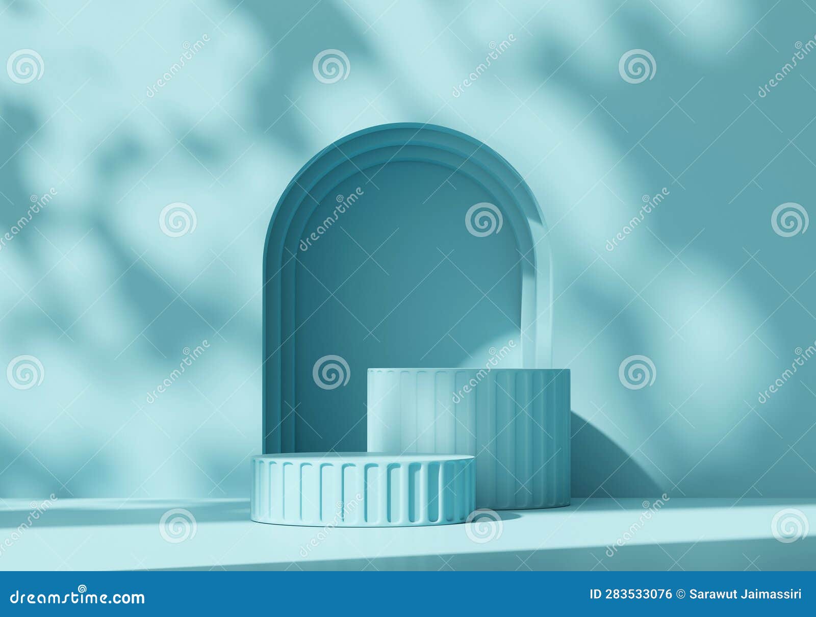 3D Rendering Blue Platform Podium for Product Presentation Background ...