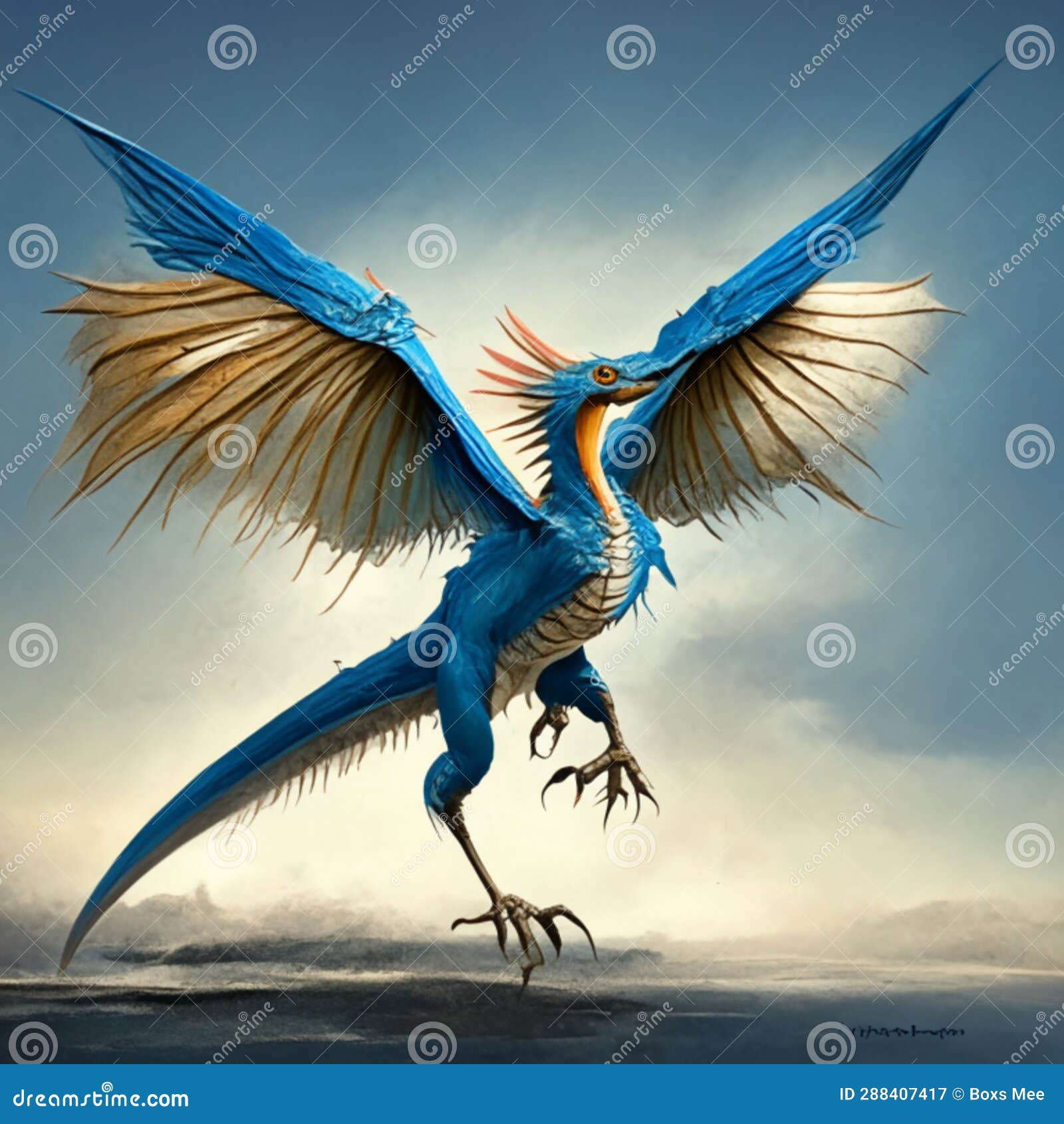 3D Rendering of a Blue Pteranodon Flying in the Sky AI Generated Stock ...