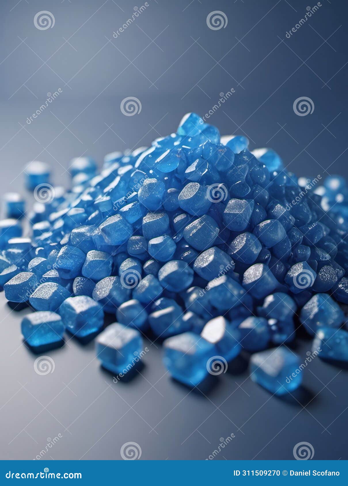 3D Rendering of Blue Recycled Polypropylene Granules Isolated on a ...