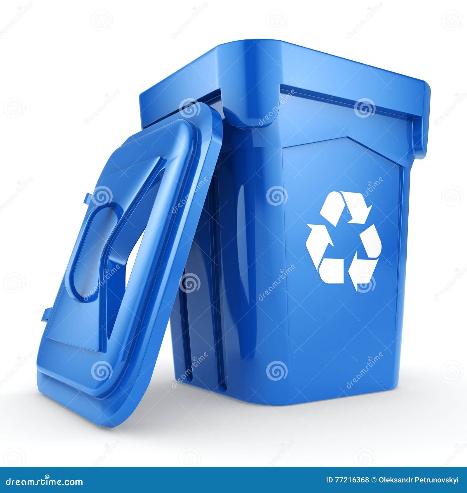 3D Rendering Blue Recycling Bin Stock Illustration - Illustration of ...