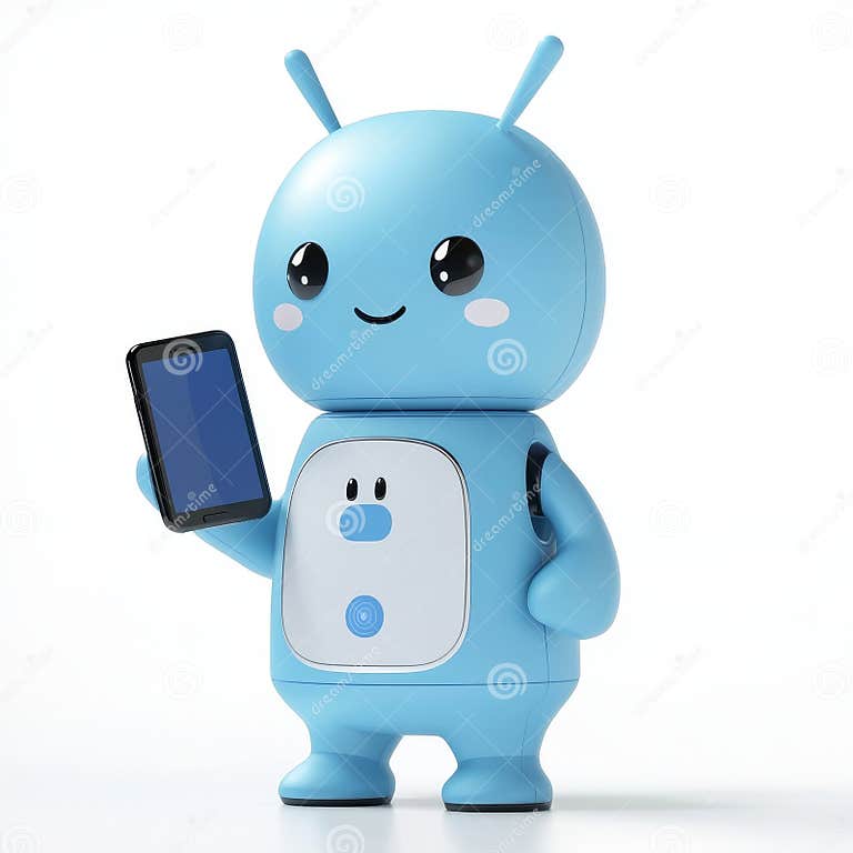 3D Rendering of Blue Robotic Assistant or Artificial Intelligence Robot ...