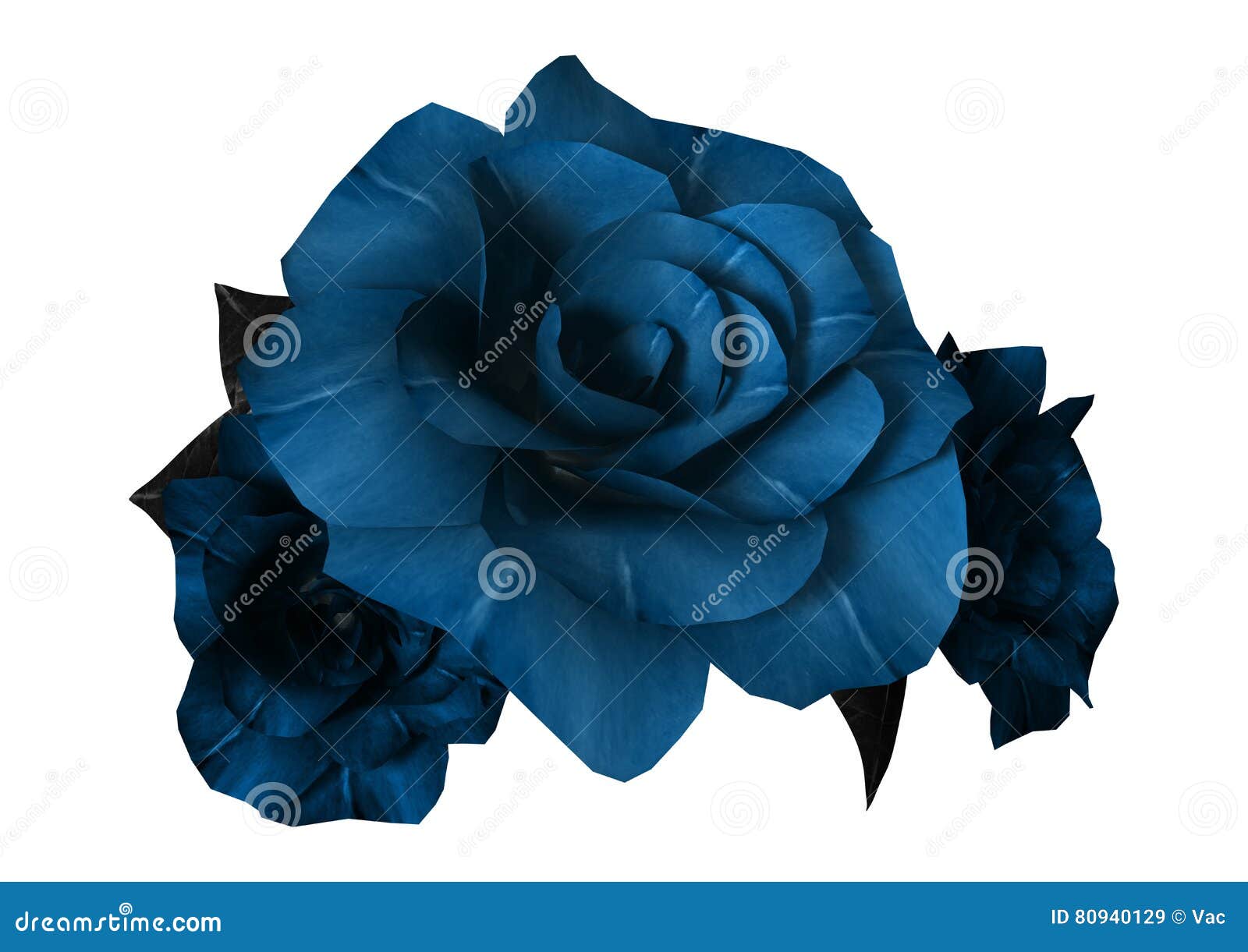 3D Rendering Blue Roses on White Stock Illustration - Illustration of ...