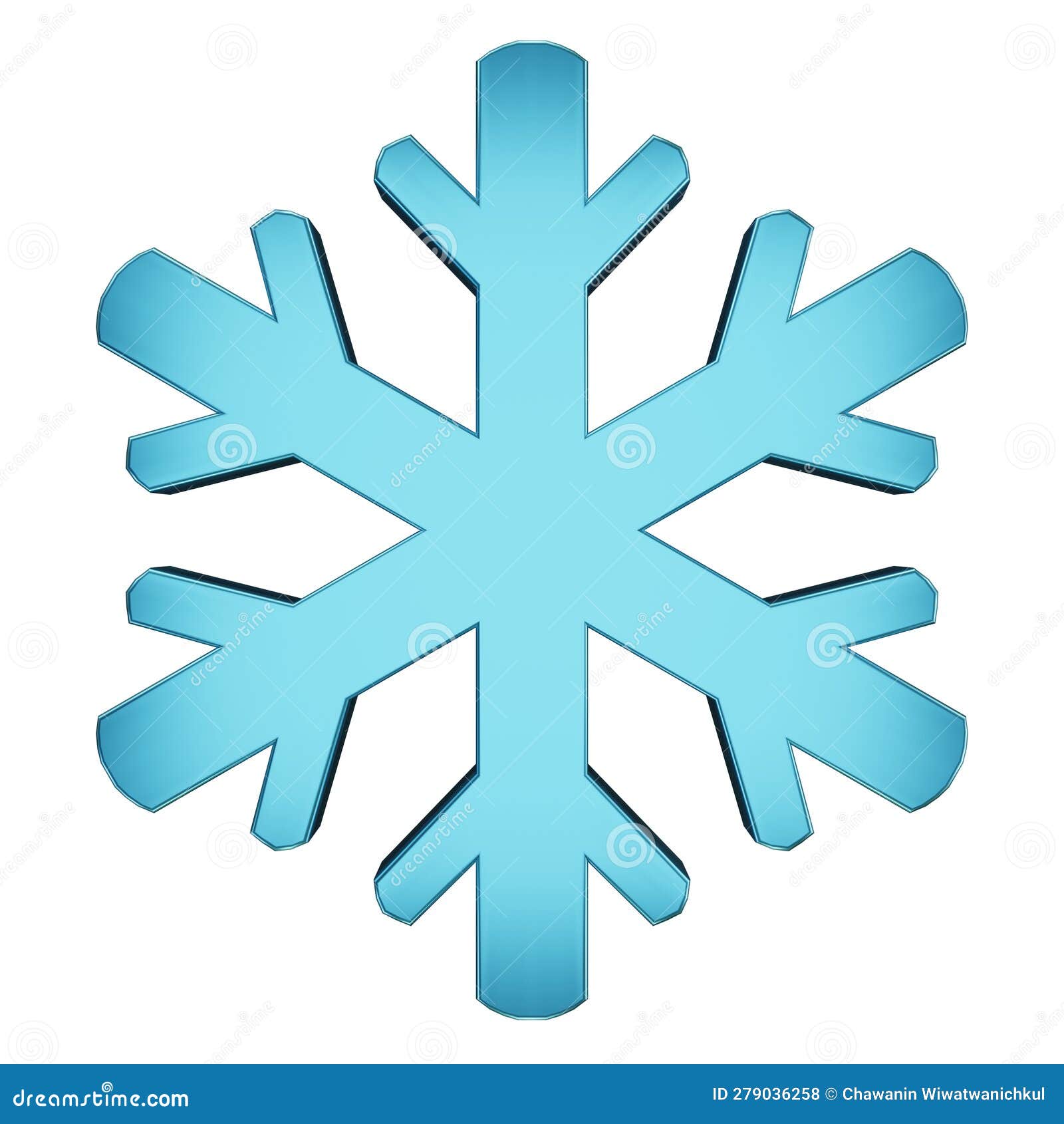 3d Rendering of Blue Shiny Metal Snowflake Isolated. Stock Photo ...