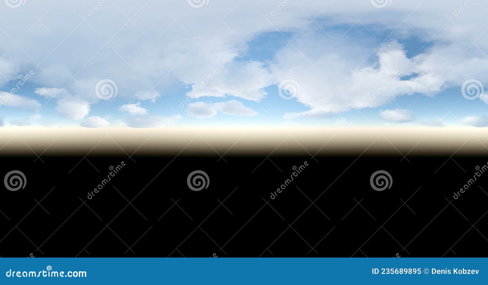 3D Rendering. Blue Sky with Clouds at Sunset or Sunrise. Environment ...