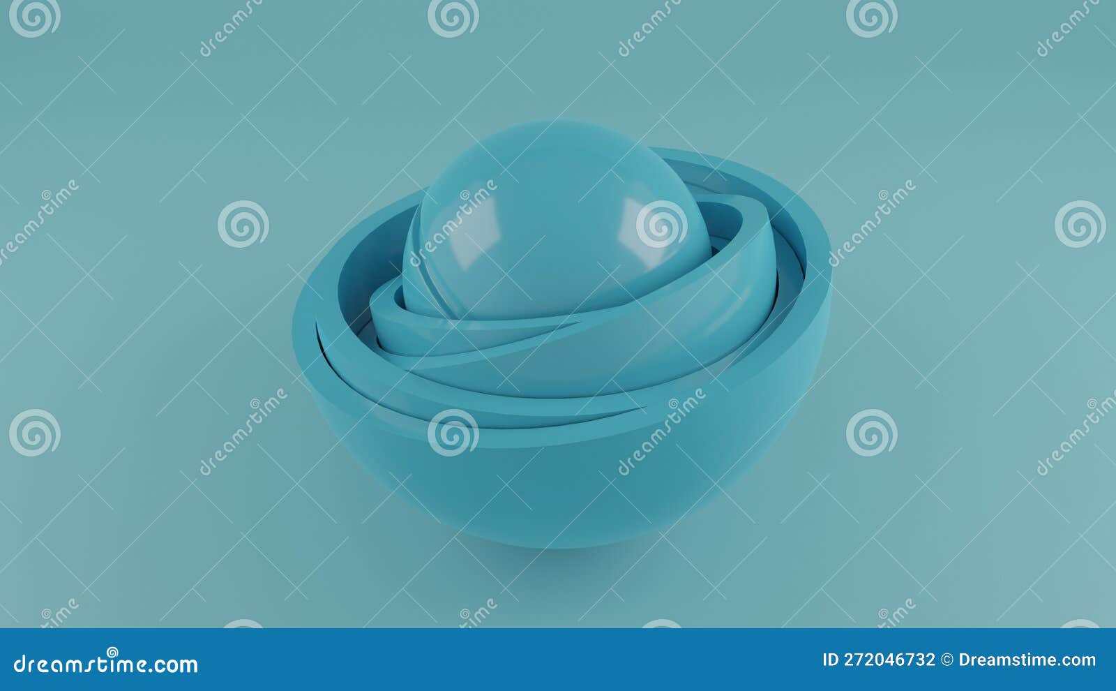 3d Rendering of a Blue Sphere and Hemispheres in Different Positions ...