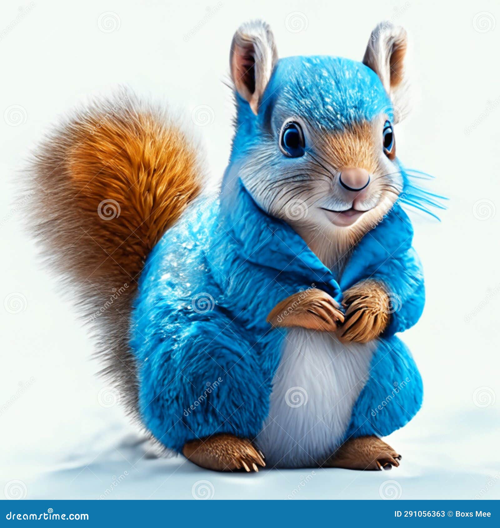 3d Rendering of a Blue Squirrel with a Blue Scarf Isolated on White ...