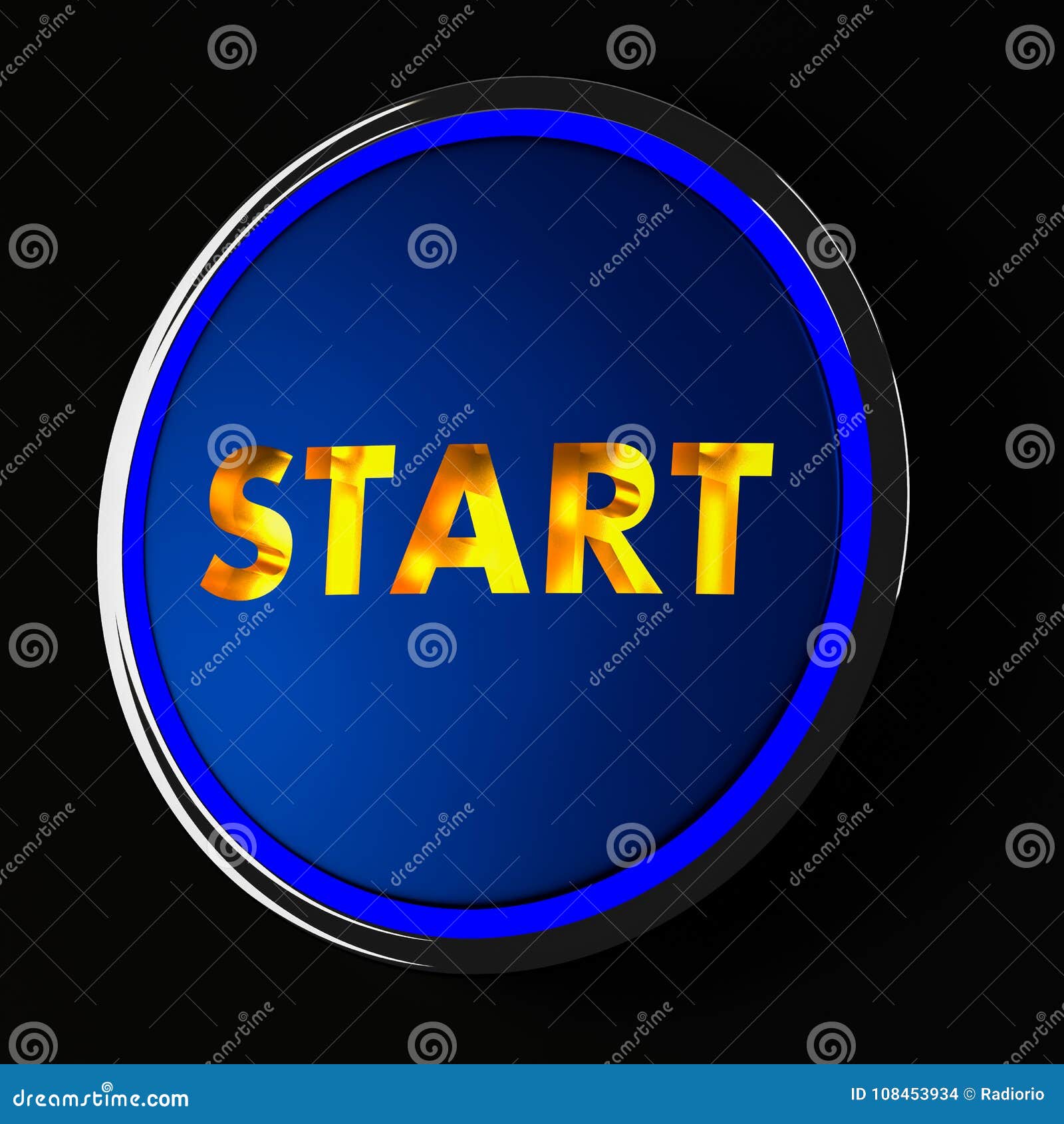 3d Rendering of Blue Start Button Stock Illustration - Illustration of ...