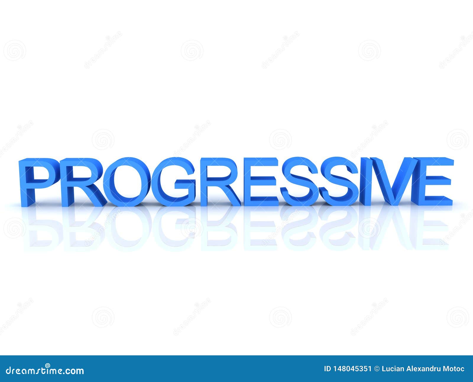3D Rendering of Blue Text Saying Progressive Stock Illustration ...