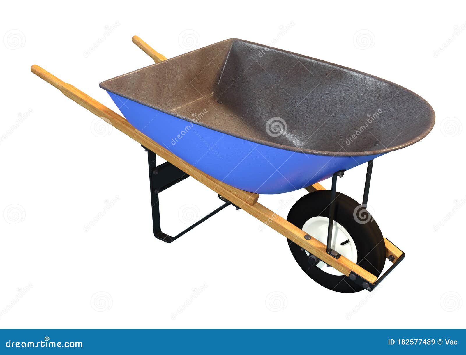 3D Rendering Blue Wheelbarrow on White Stock Illustration ...