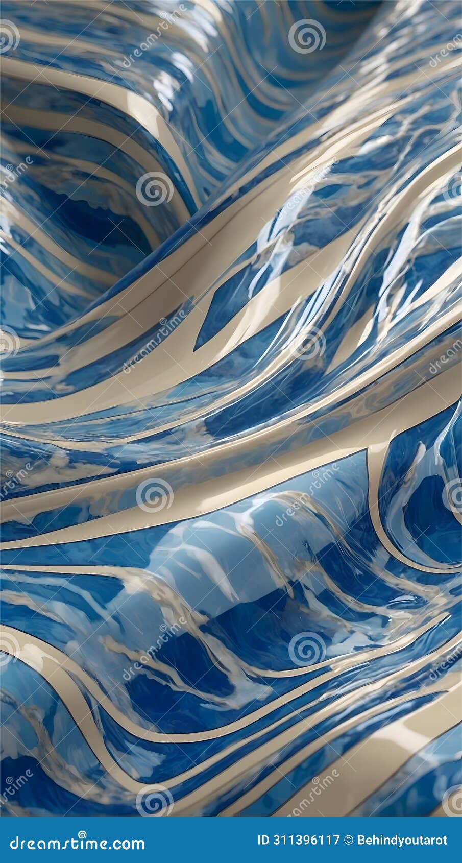 3D Rendering of a Blue and White Wave Pattern Stock Illustration ...