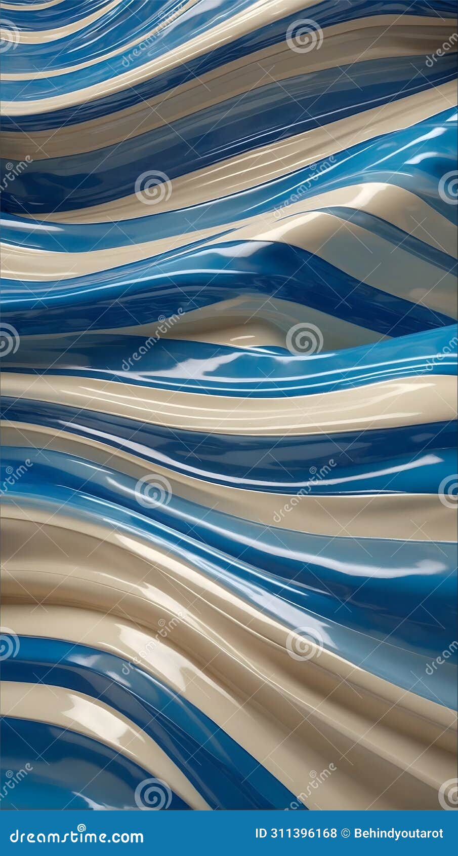 3D Rendering of a Blue and White Wave Pattern Stock Illustration ...