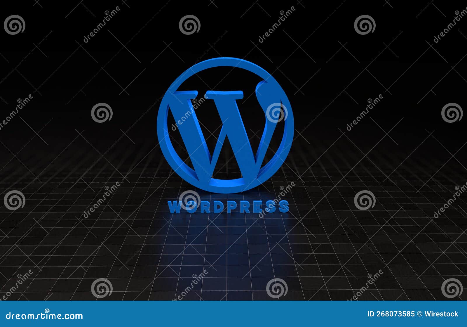 3d Rendering of the Blue WordPress Logo Against a Black Background ...