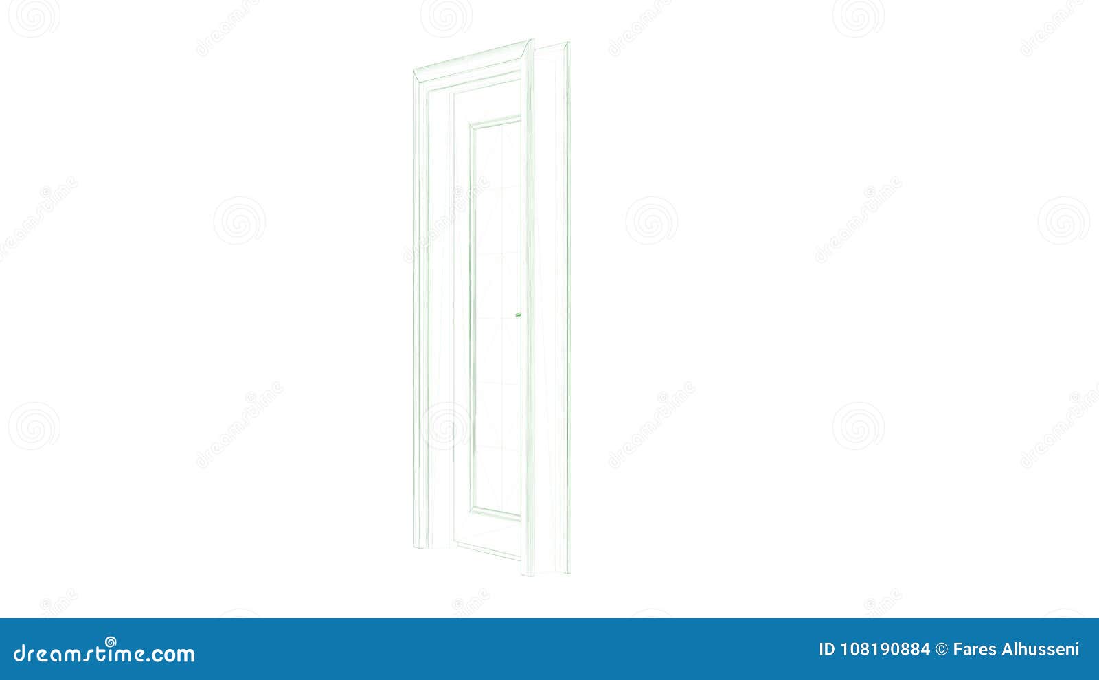3d Rendering of a Blueprint Door Isolated on White Stock Illustration ...