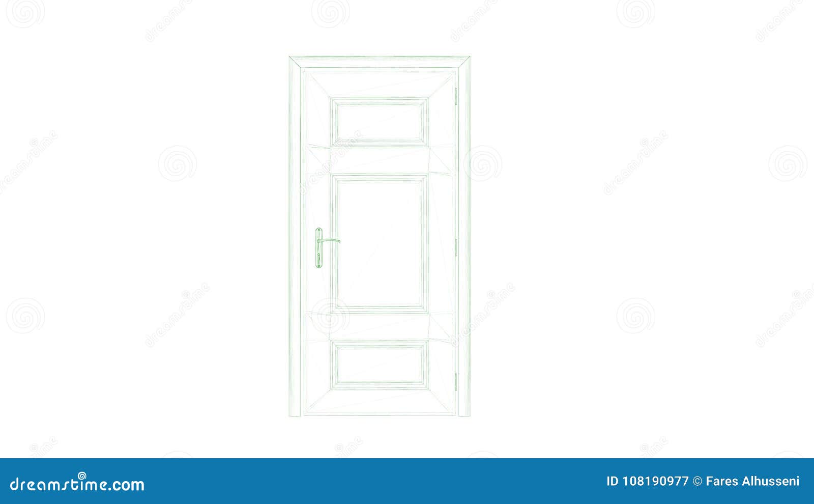 3d Rendering of a Blueprint Door Isolated on White Stock Illustration ...