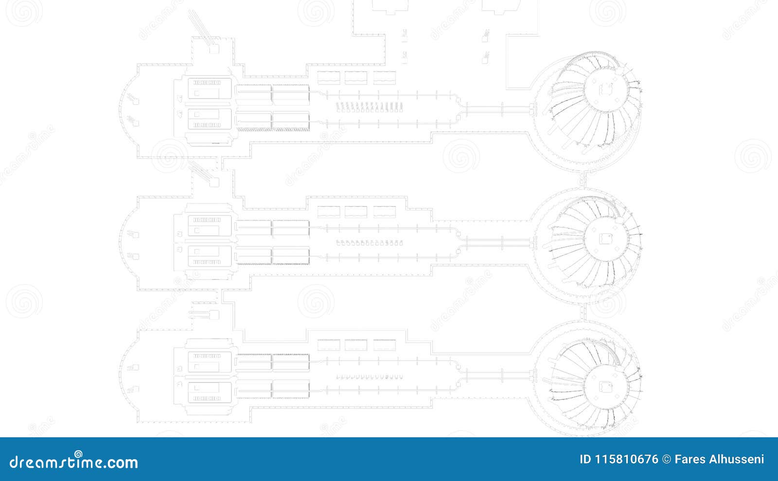 3d Rendering of a Blueprint Industrial City with Detailed Object Stock ...