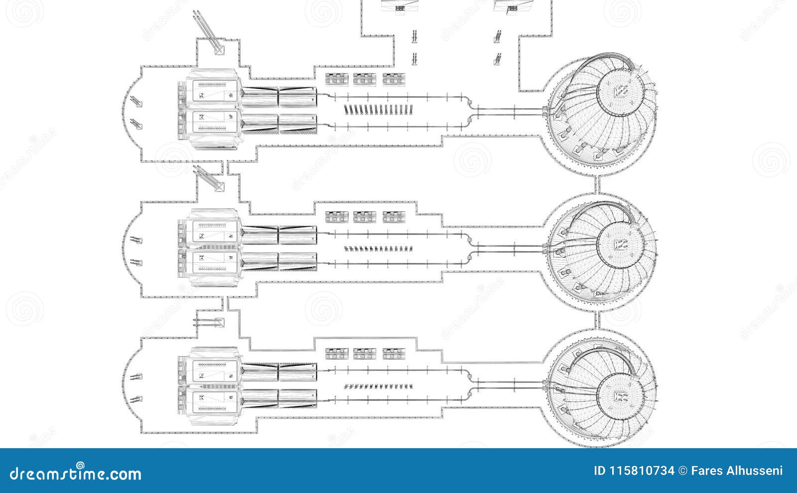 3d Rendering of a Blueprint Industrial City with Detailed Object Stock ...
