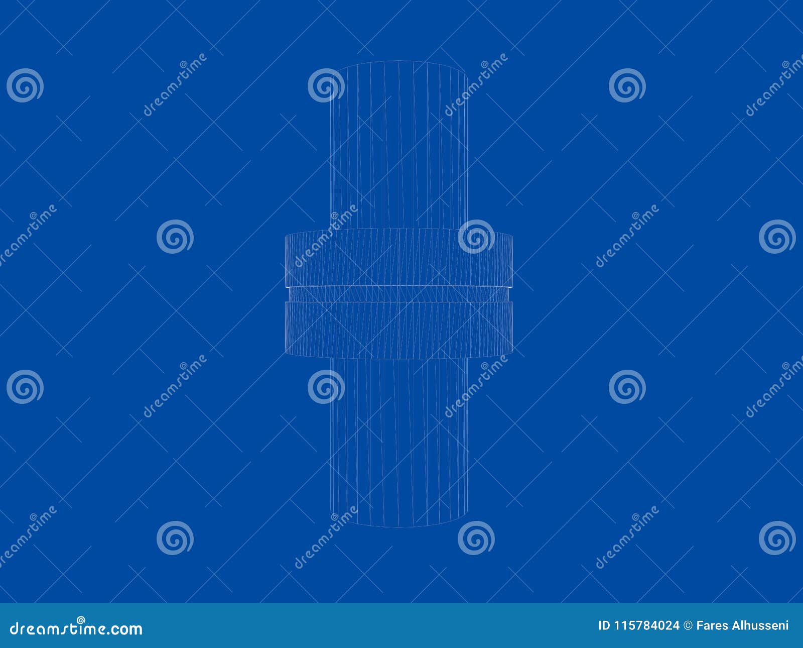 3d Rendering of a Blueprint Lamp Light Holder Isolate on a Blue Stock ...