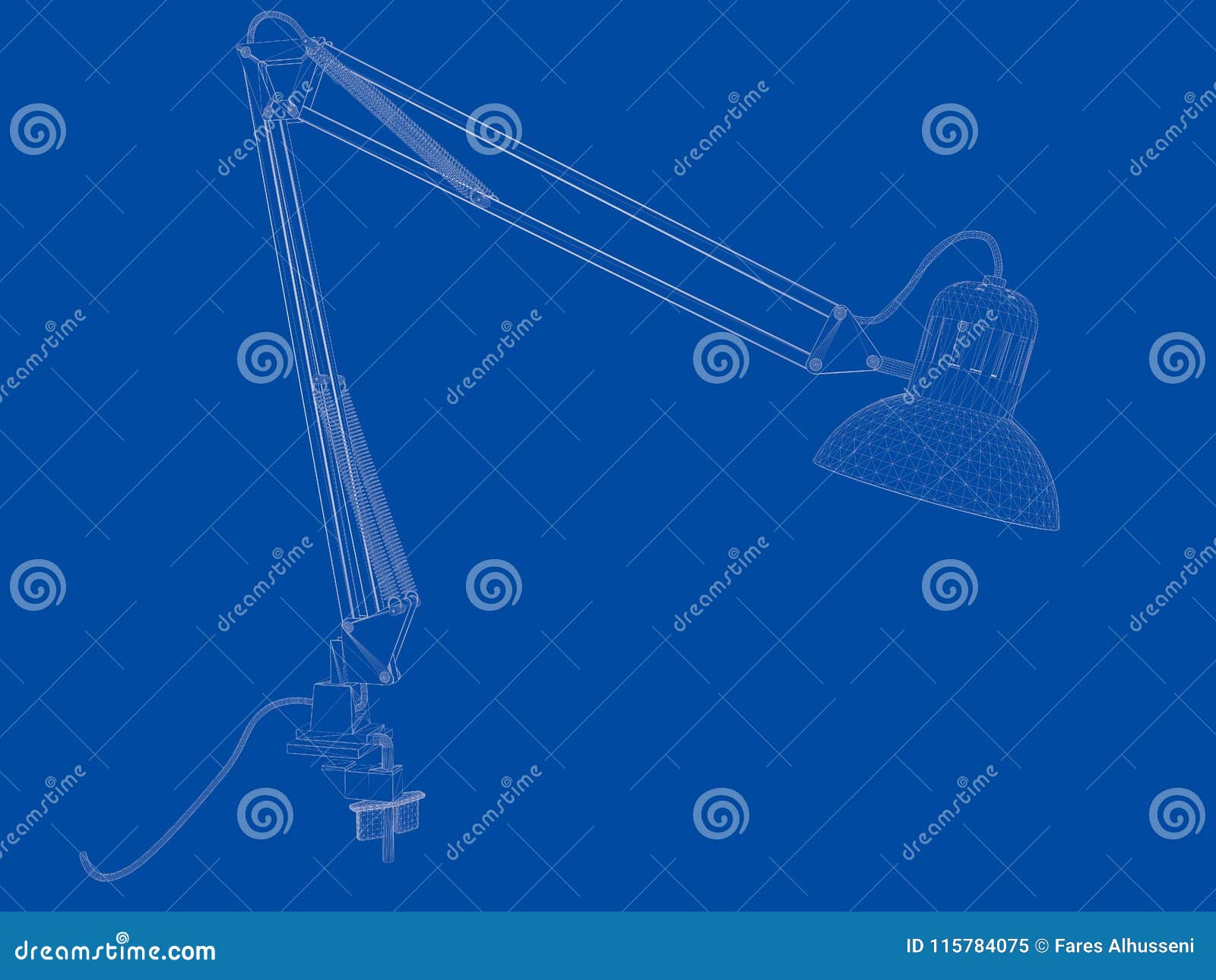 3d Rendering of a Blueprint Lamp Light Holder Isolate on a Blue Stock ...