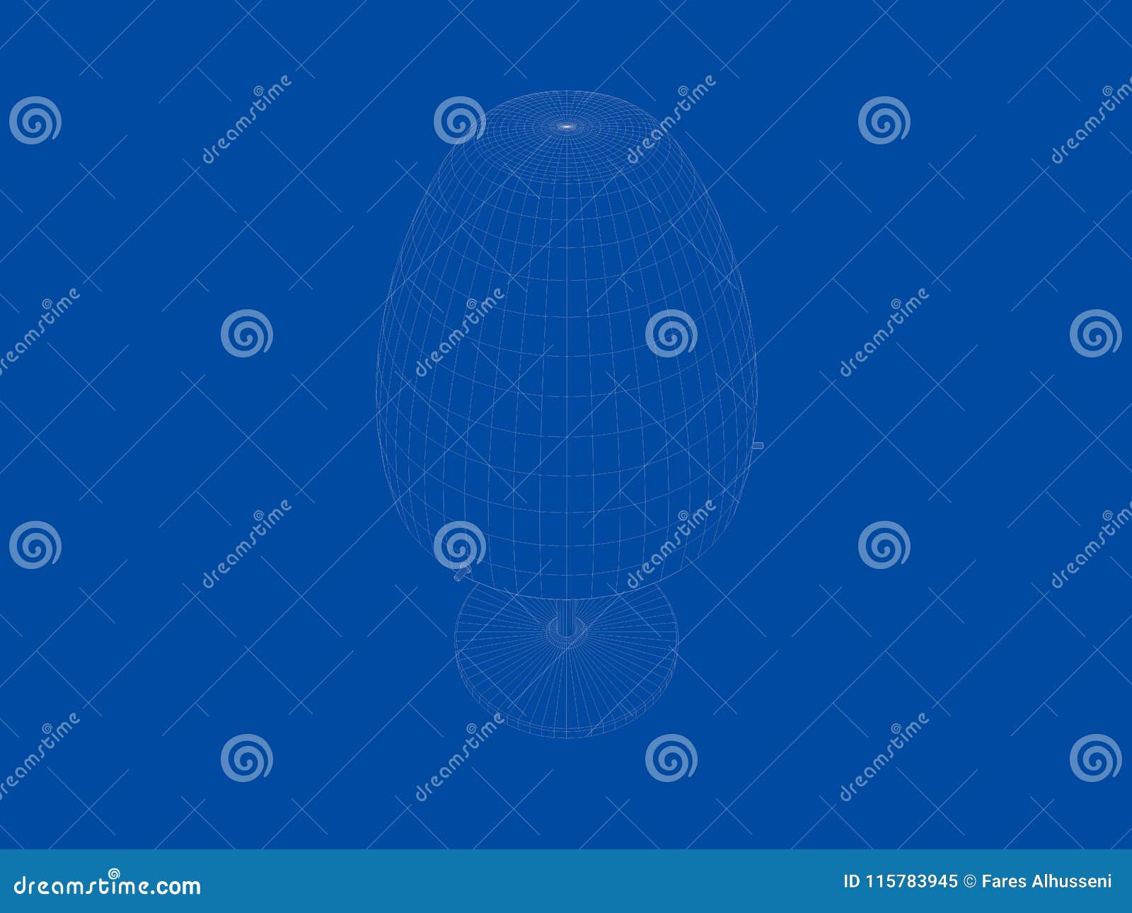 3d Rendering of a Blueprint Lamp Light Holder Isolate on a Blue Stock ...